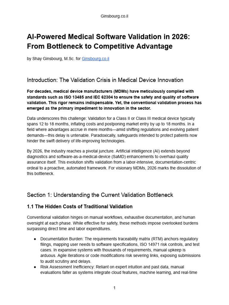 AI in Medical Software Validation 2026 | PDF | Artificial Intelligence ...