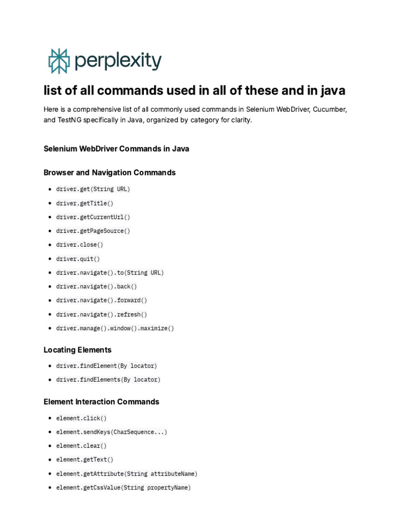 List of All Commands Used in All of These and in J | PDF | Software ...
