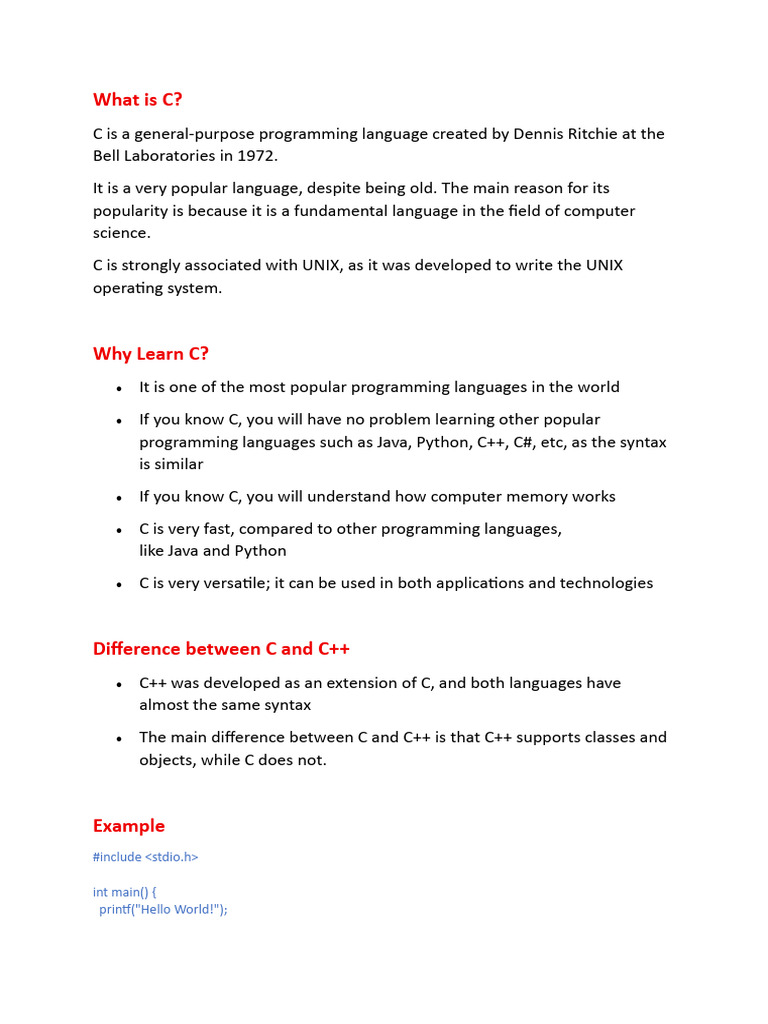 C | PDF | Scope (Computer Science) | Variable (Computer Science)