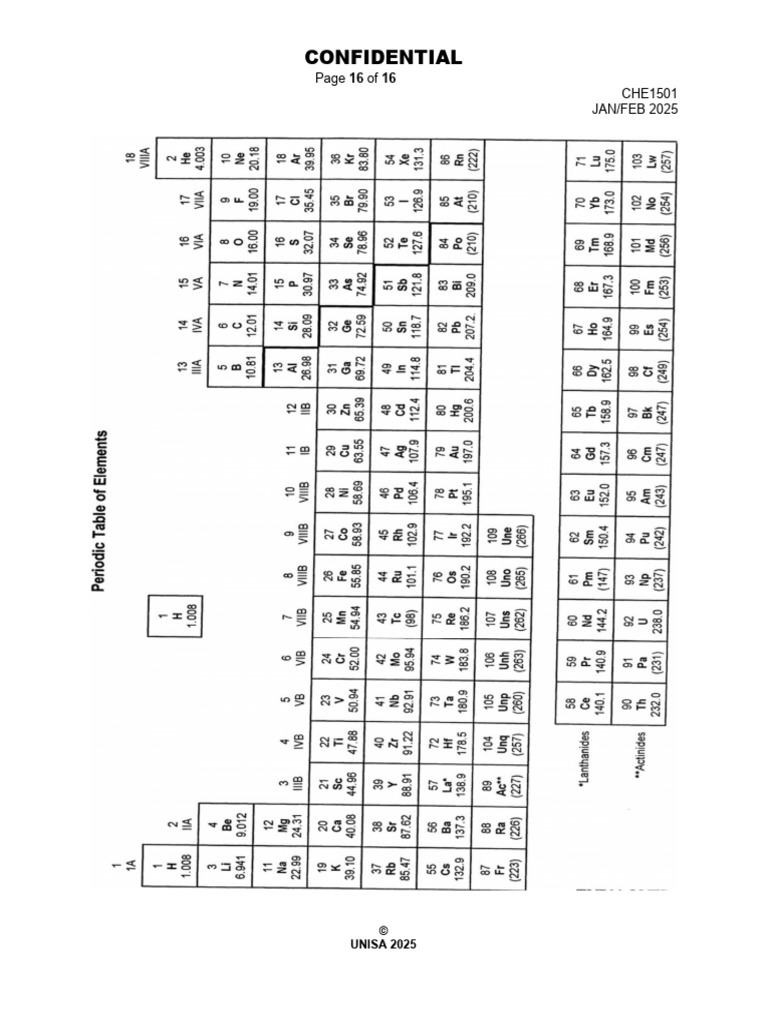 Periodic Table - Exam Paper | PDF
