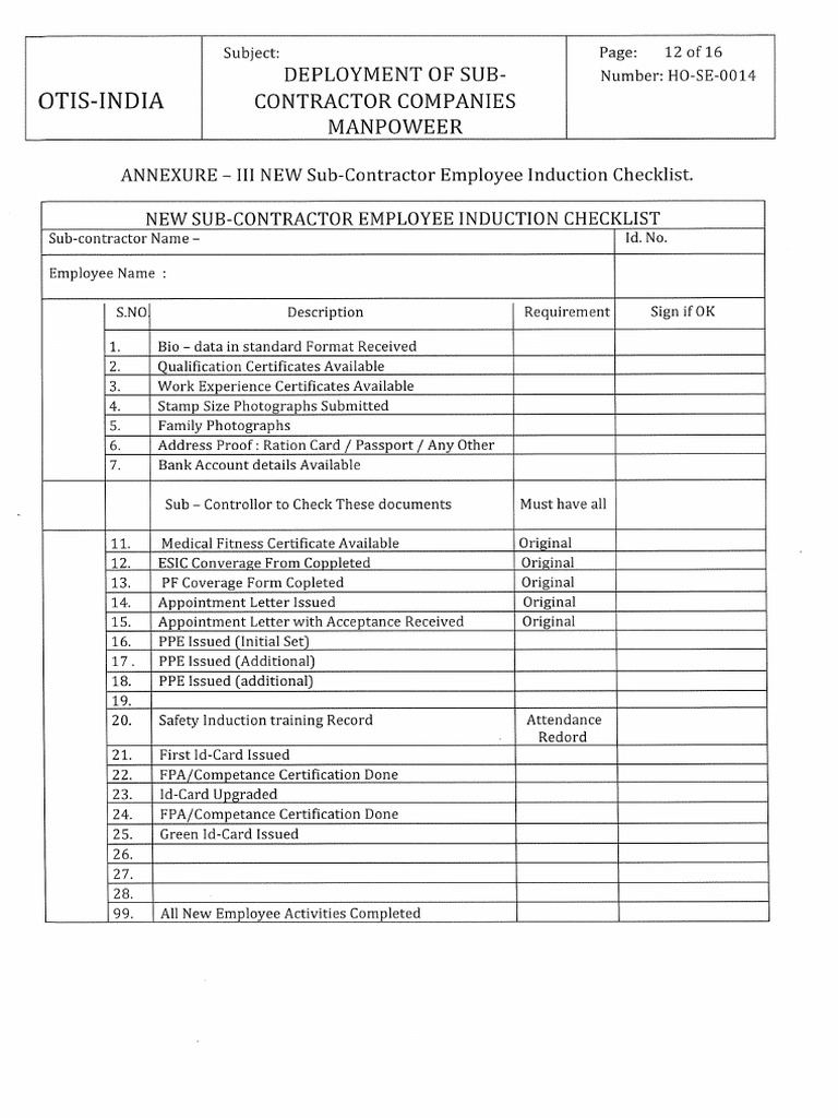 Sub Con Forms | PDF