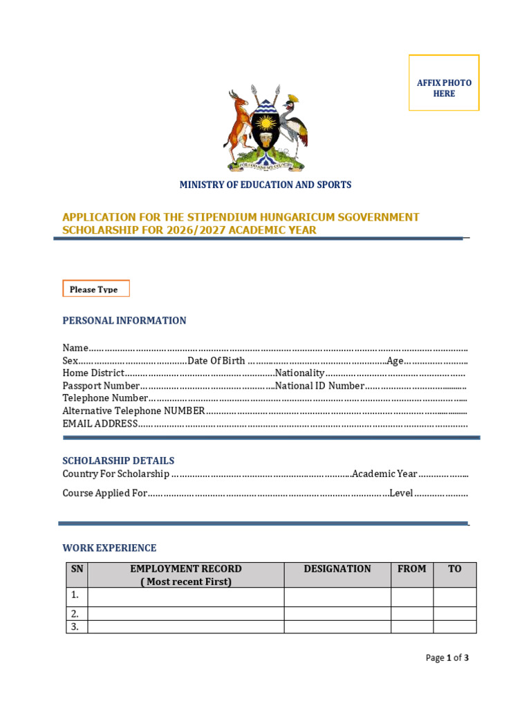 Hungary Application Form For Post Graduate Programs | PDF | Government ...