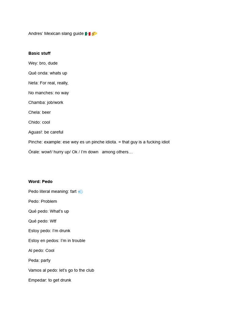 Mexican Slang Guide ?? | PDF