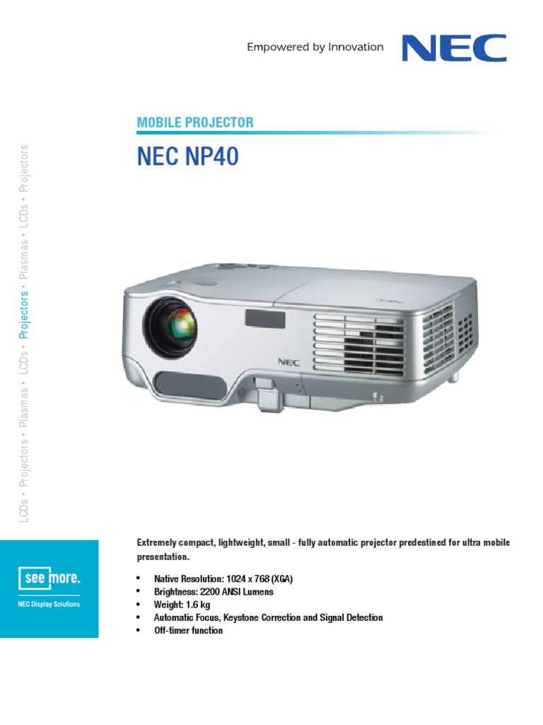 NEC Datasheet NP40-English | PDF | Display Resolution | Filmmaking