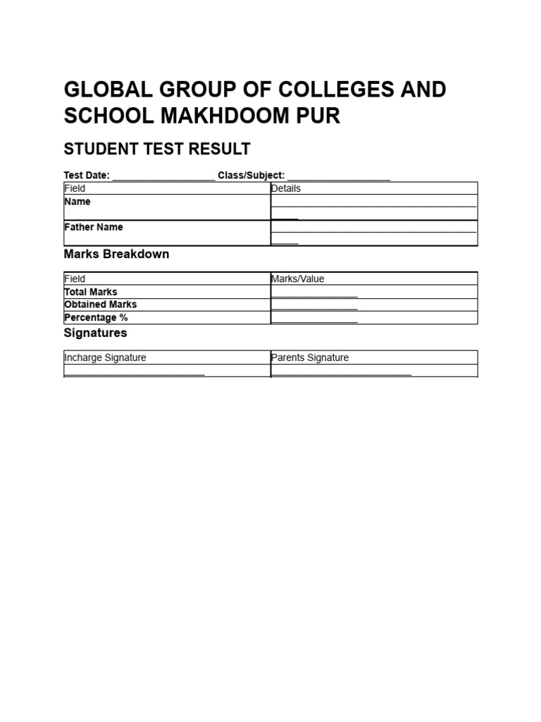 Result Notification Format | PDF