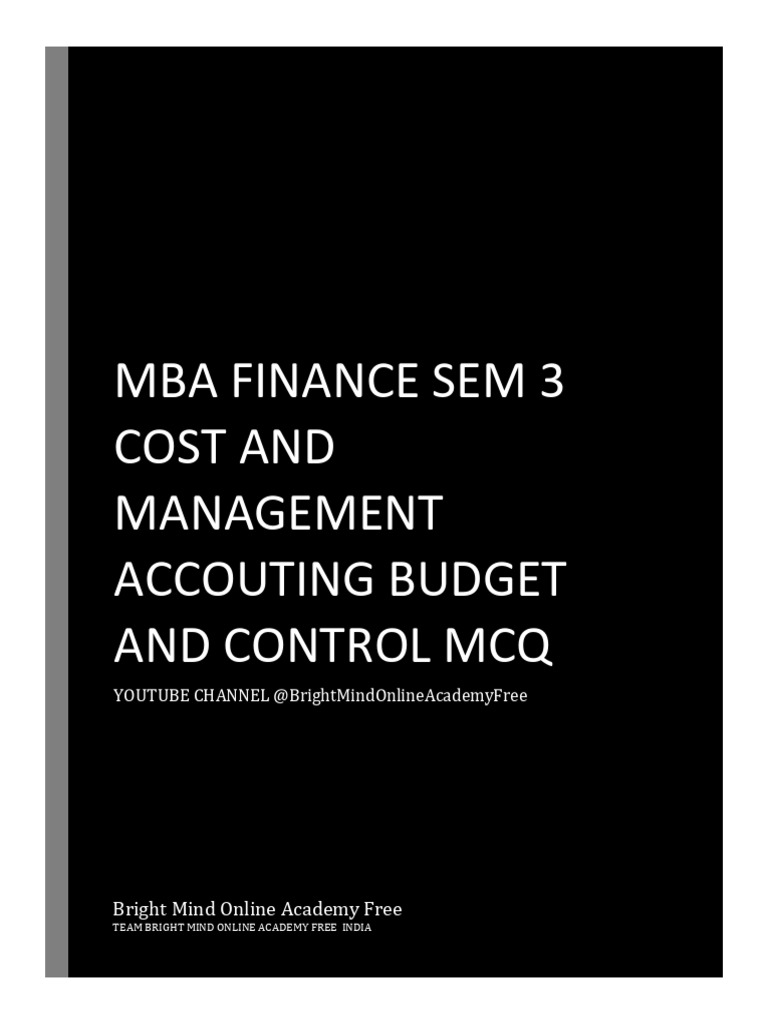 MBA Finance: Budgeting MCQs Guide | PDF | Budget | Expense