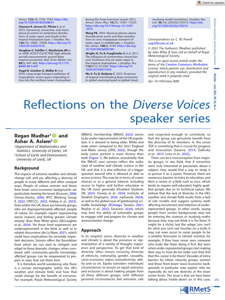 Reflections on the Diverse Voices Speaker Series | PDF | Atmosphere ...