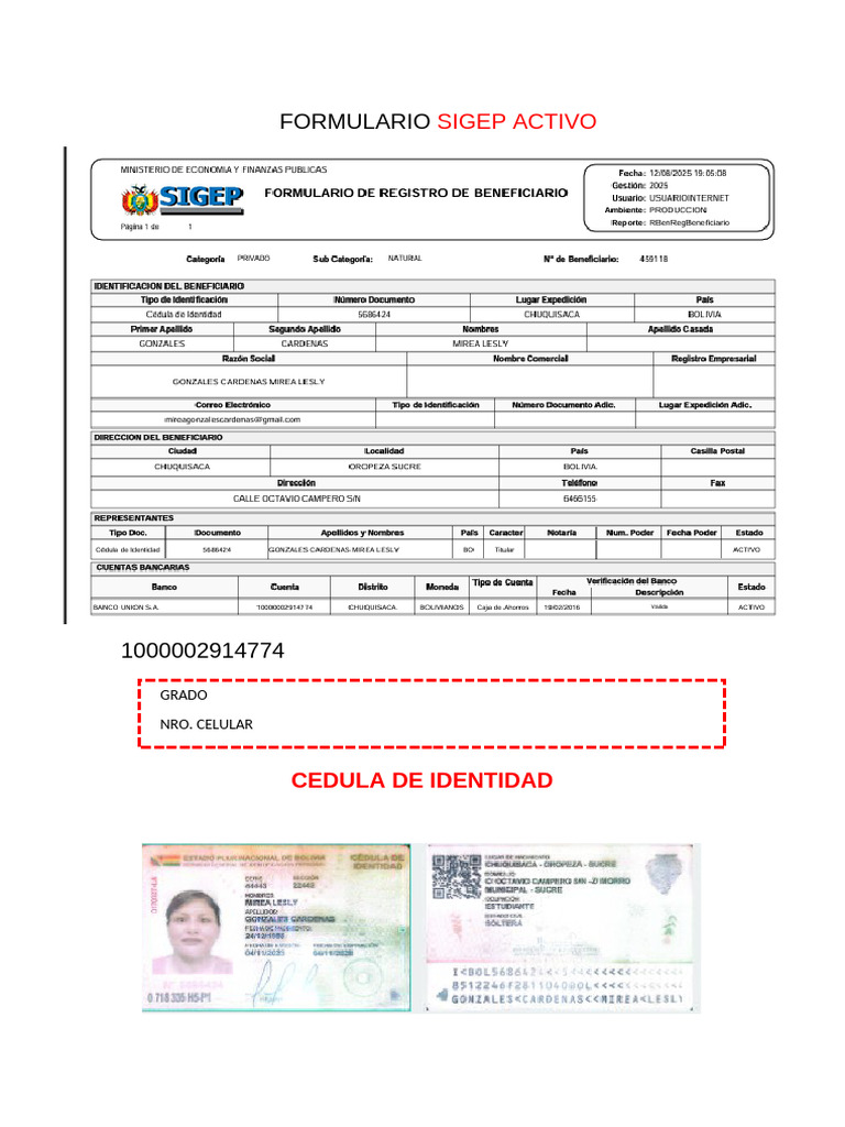 Formulario: Sigep Activo | PDF