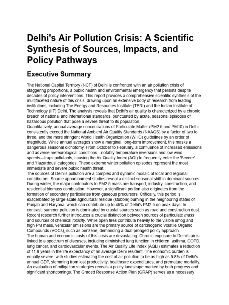 Delhi Air Pollution: Sources and Solutions | PDF | Air Pollution ...