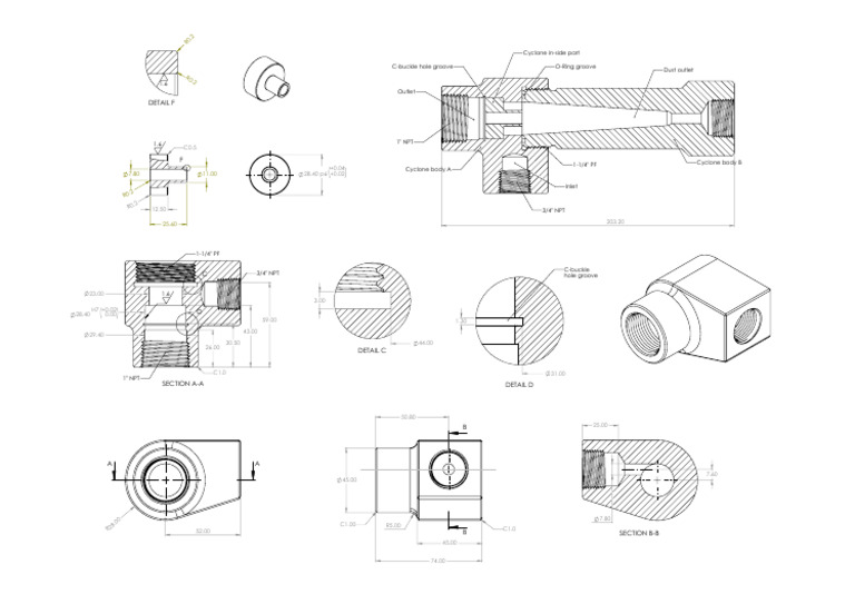 Cyclone Body SideA With In-Side Part Drawing Edit-1 | PDF