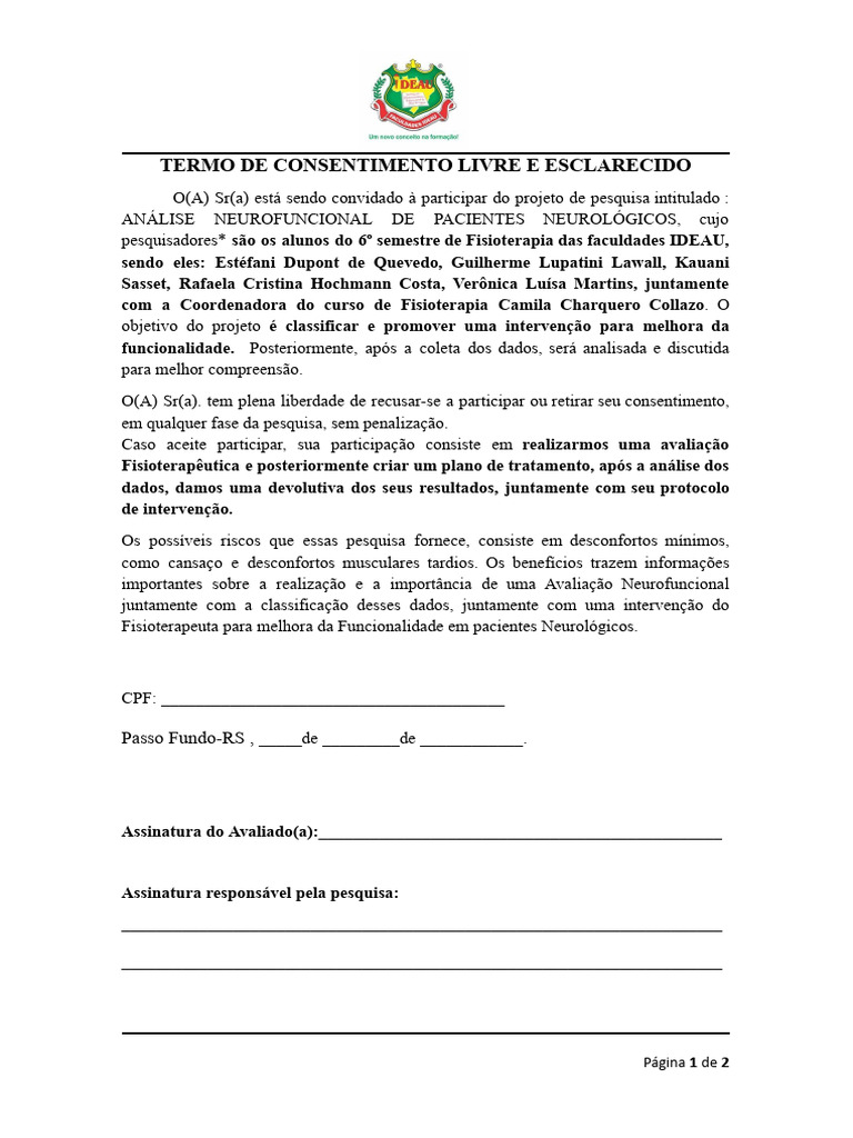 MODELO TCLE - Correto | PDF | Fisioterapia