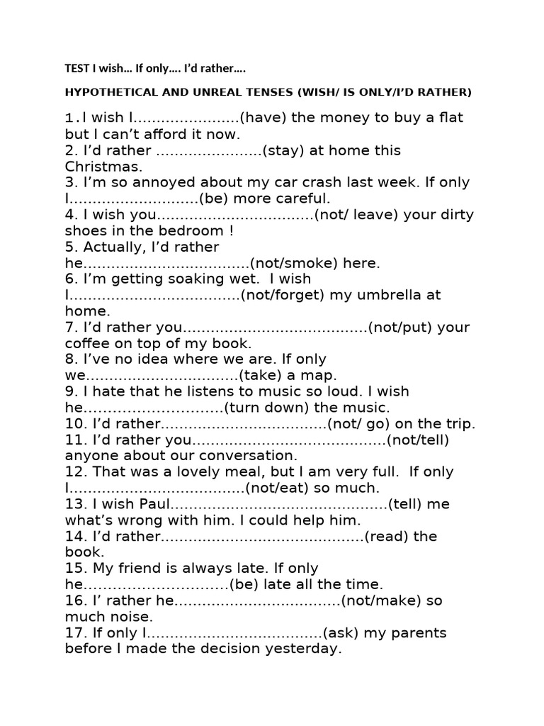 If Only I Wish Would Rather | PDF