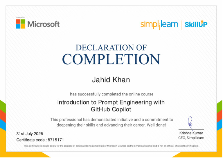 Prompt Engineering Simplilearn Certificate | PDF