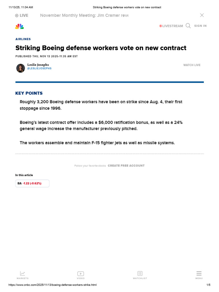 Striking Boeing Defense Workers Vote On New Contract | PDF | Boeing | Cnbc