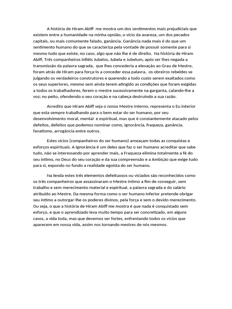 A História de Hiram Abiff | PDF