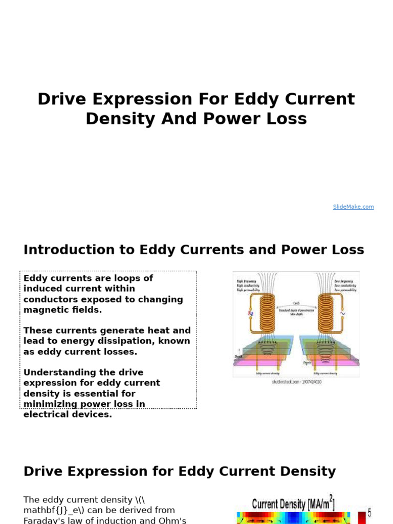 Drive Expression For Eddy Current Density and Power Loss | PDF