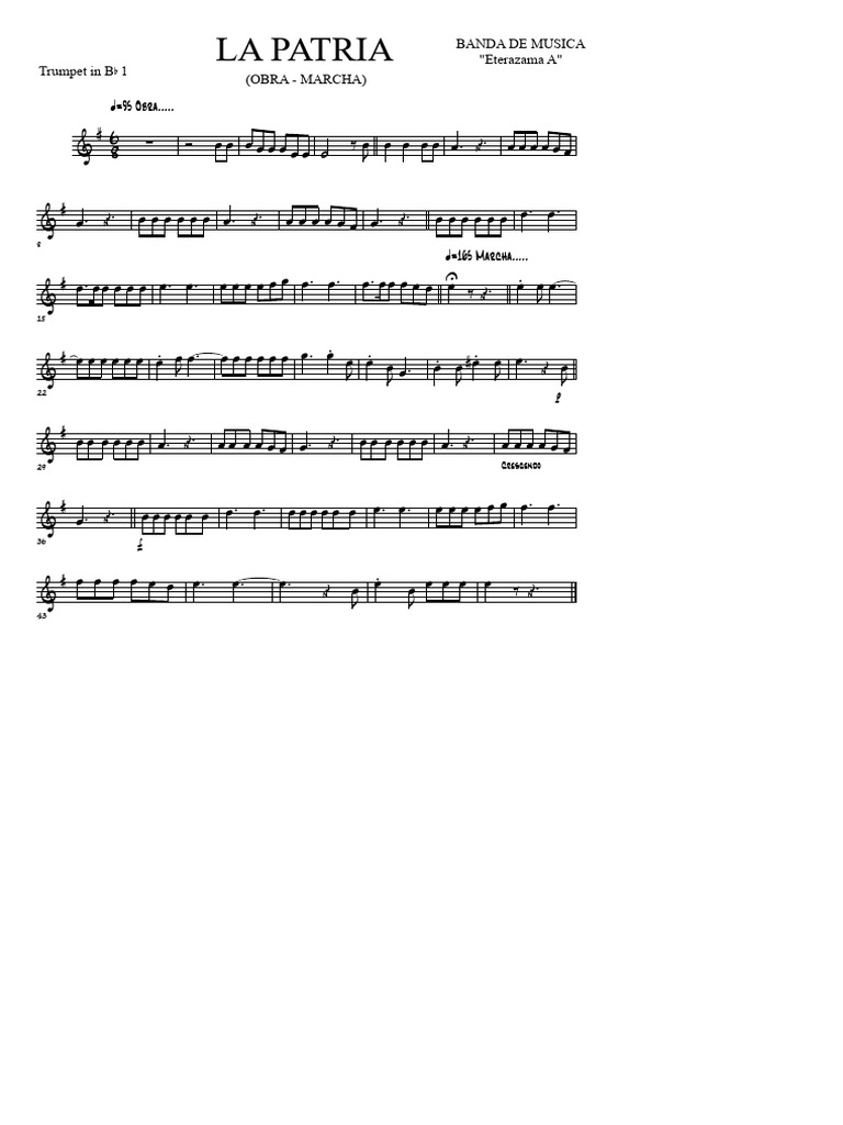 La Patria (Obra - Marcha) - Trumpet in BB 1 | PDF