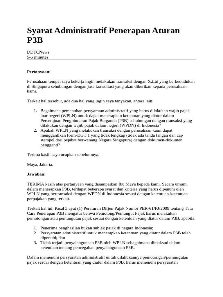 Syarat P3B untuk WPLN di Indonesia | PDF