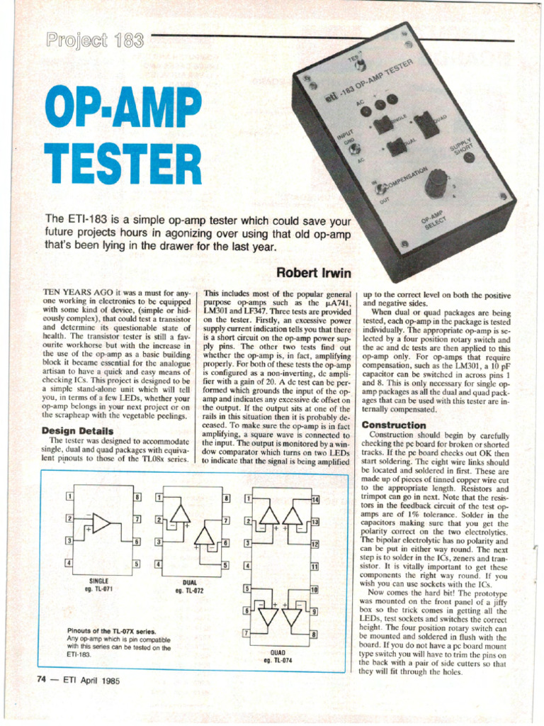 Op Amp Tester | PDF