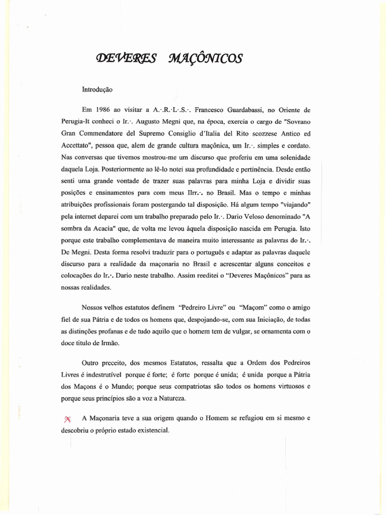 Deveres Maconicos | PDF | Maçonaria | Amor
