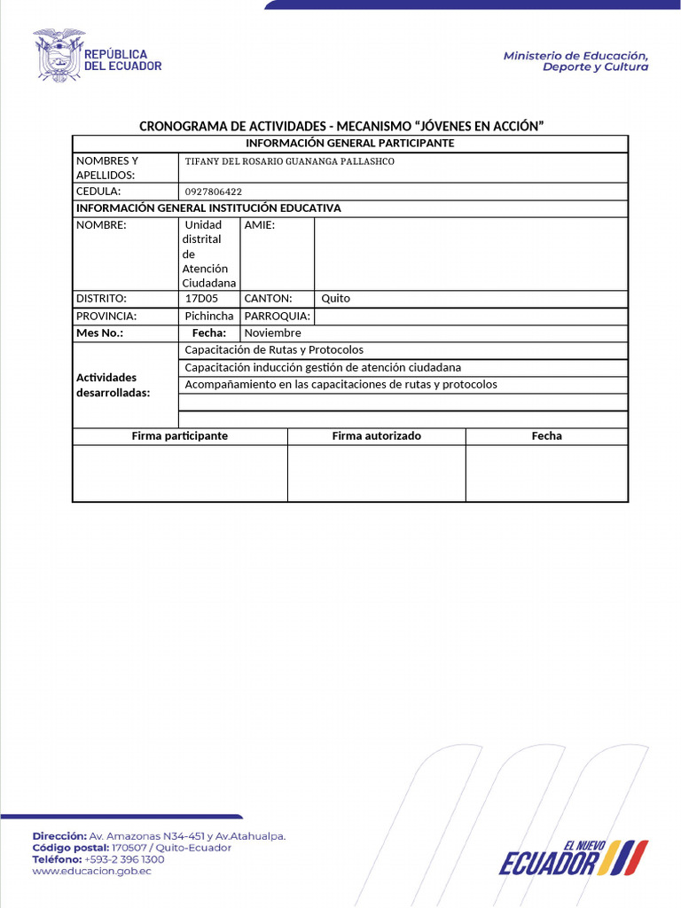 Anexo 2. ProgramaciÓn Semanal de Actividades ATC | PDF