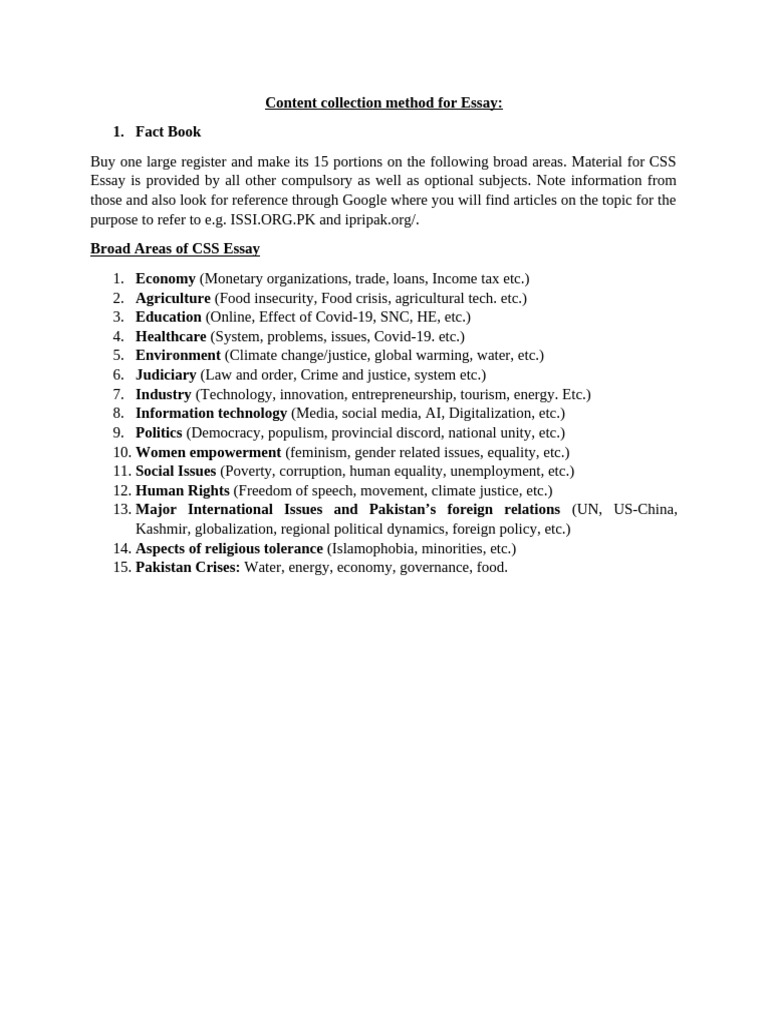 Content Collection Method For Essay | PDF