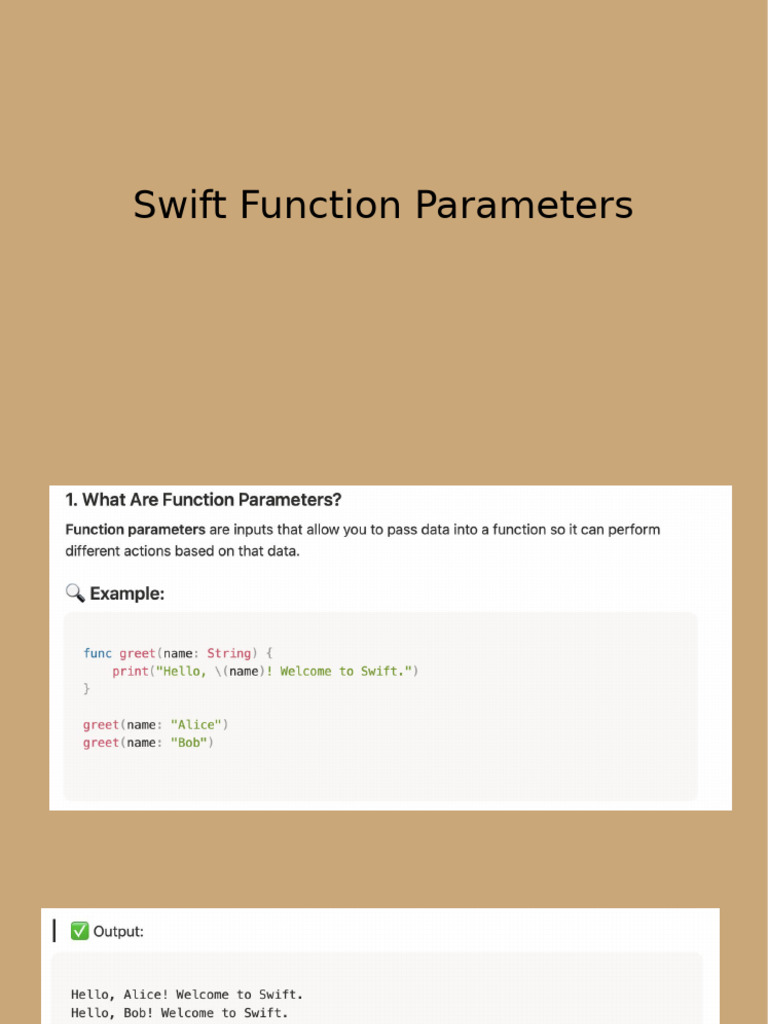 Swift Functions Parameters | PDF