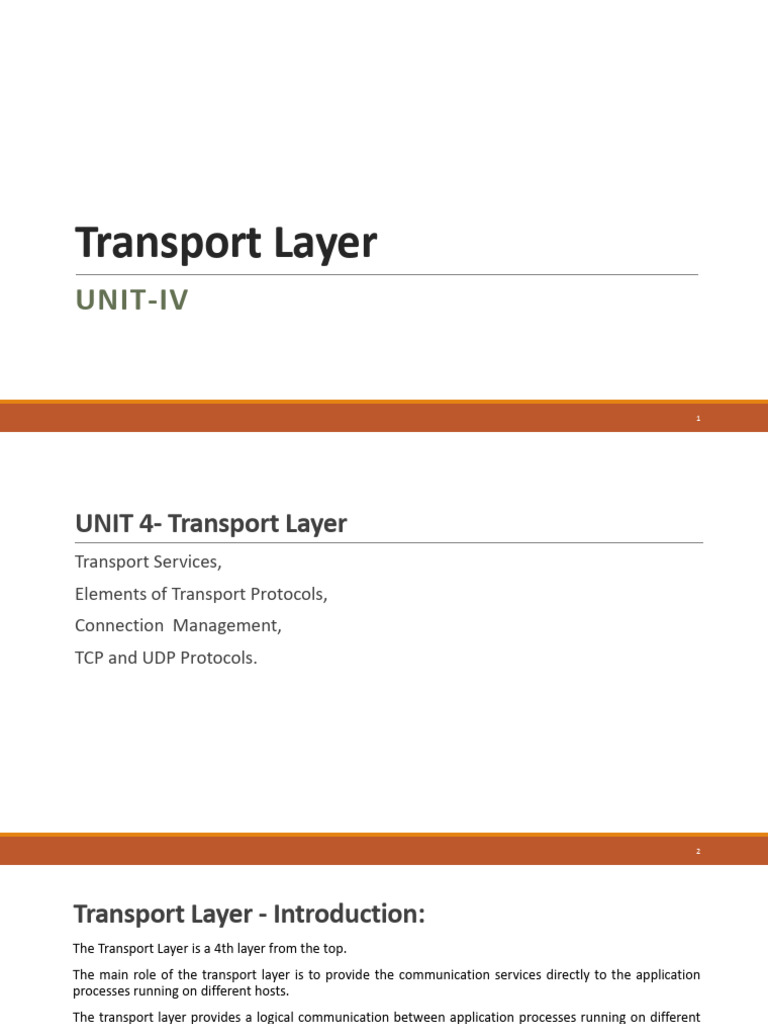Unit4-Transport Layer | PDF | Transmission Control Protocol | Computer Network