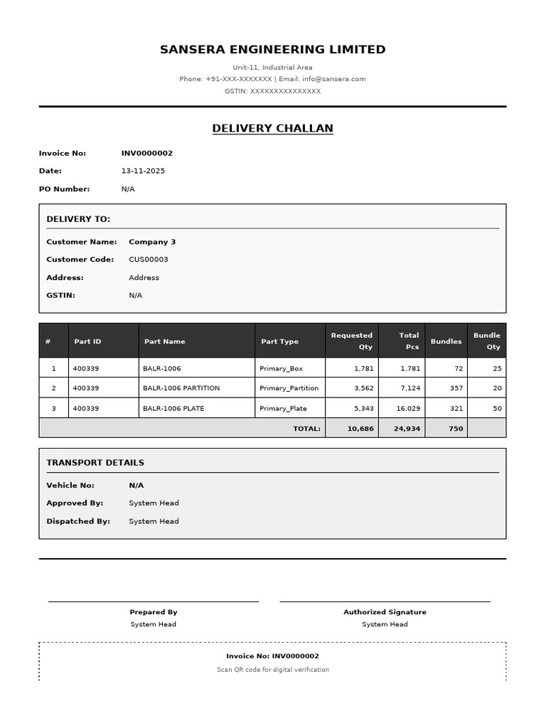 Dispatch Challan Standard 20251113212523 | PDF | Computing