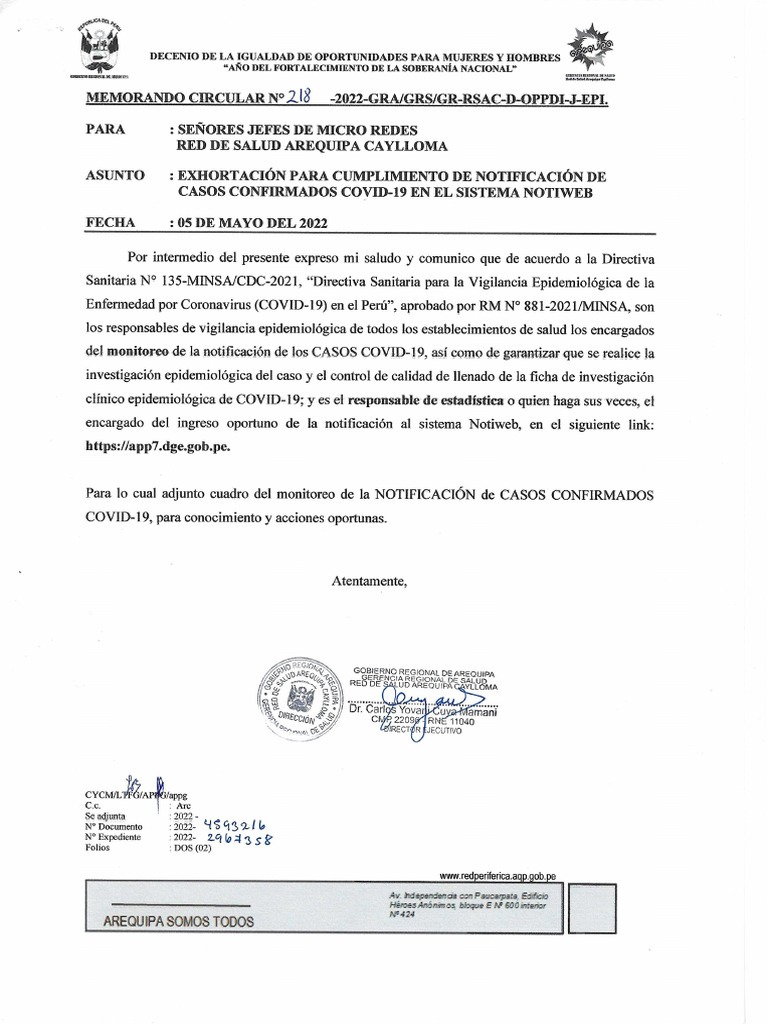 Memorando Circular #218-2022 | PDF