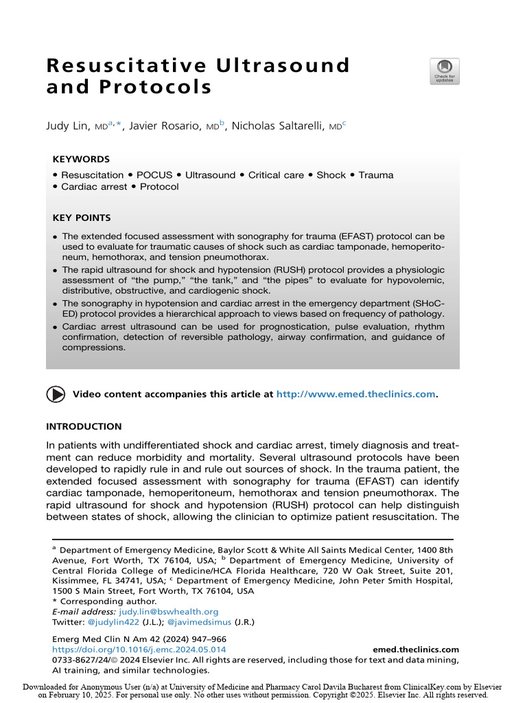 Resuscitative US Echo and Protocols | PDF | Shock (Circulatory ...