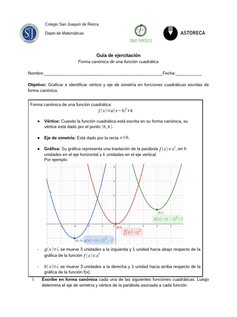 Grafica Forma Canonica | PDF | Función (Matemáticas) | Análisis matemático