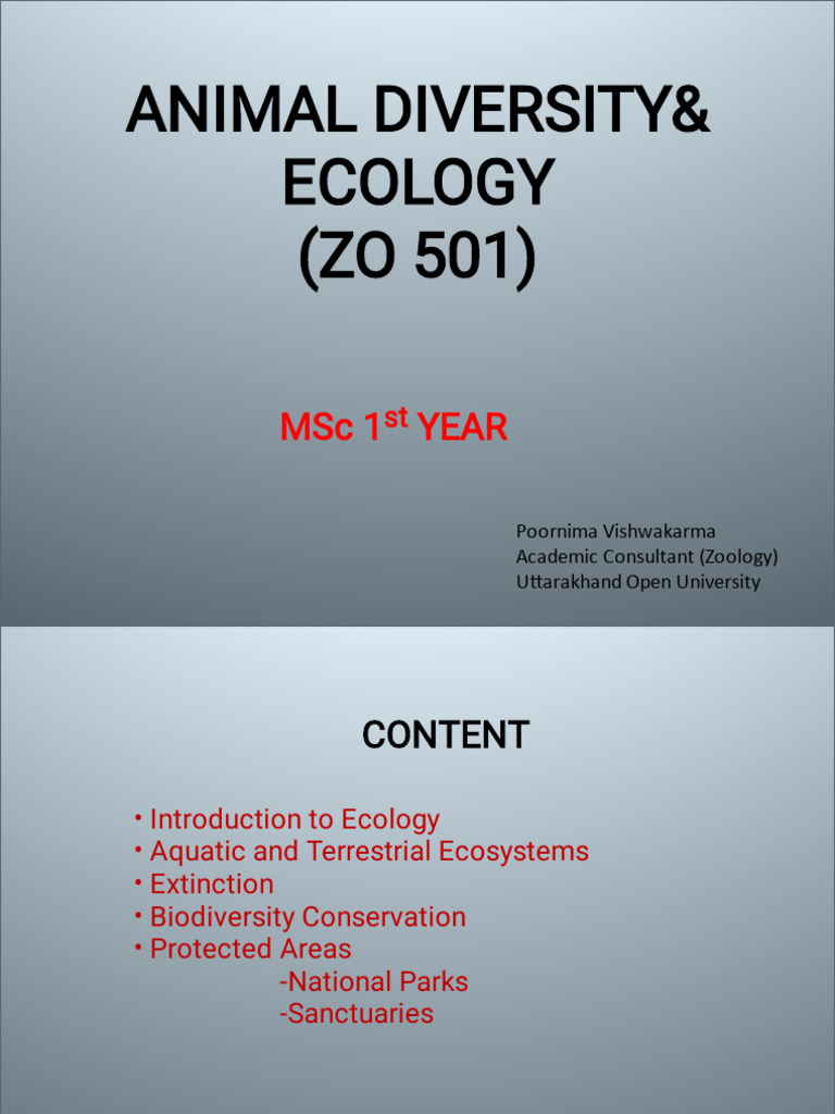 Ecology Msc 1st Year by Poornima | PDF | Biodiversity | Conservation Biology