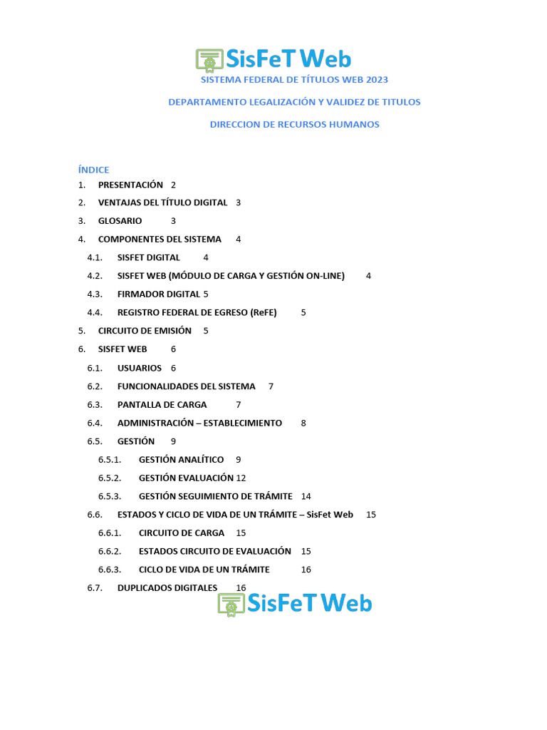 INSTRUCTIVO SISFET WEB - escuela | PDF