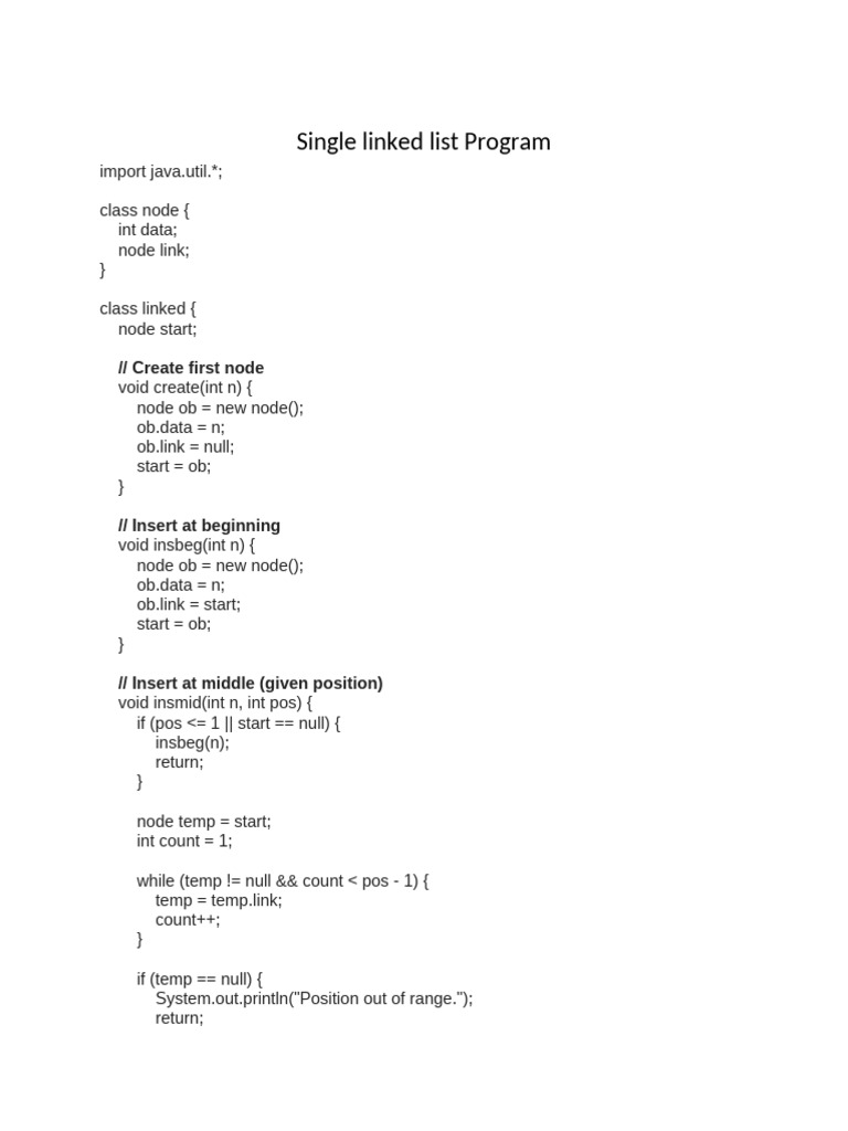 Single Linked List Program | PDF | Information Science | Information ...