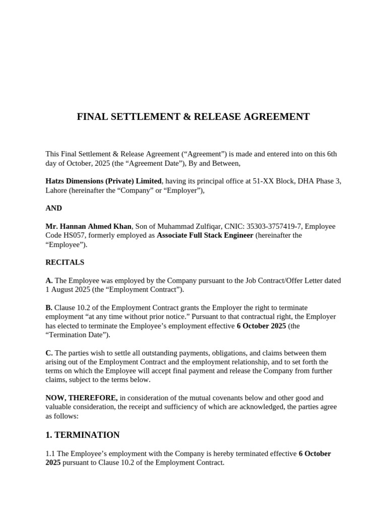 Final Settlement | PDF | Civil Law (Legal System) | Business Law