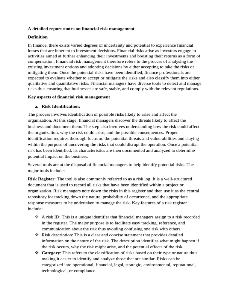 Financial Risk Management | PDF | Financial Risk | Risk