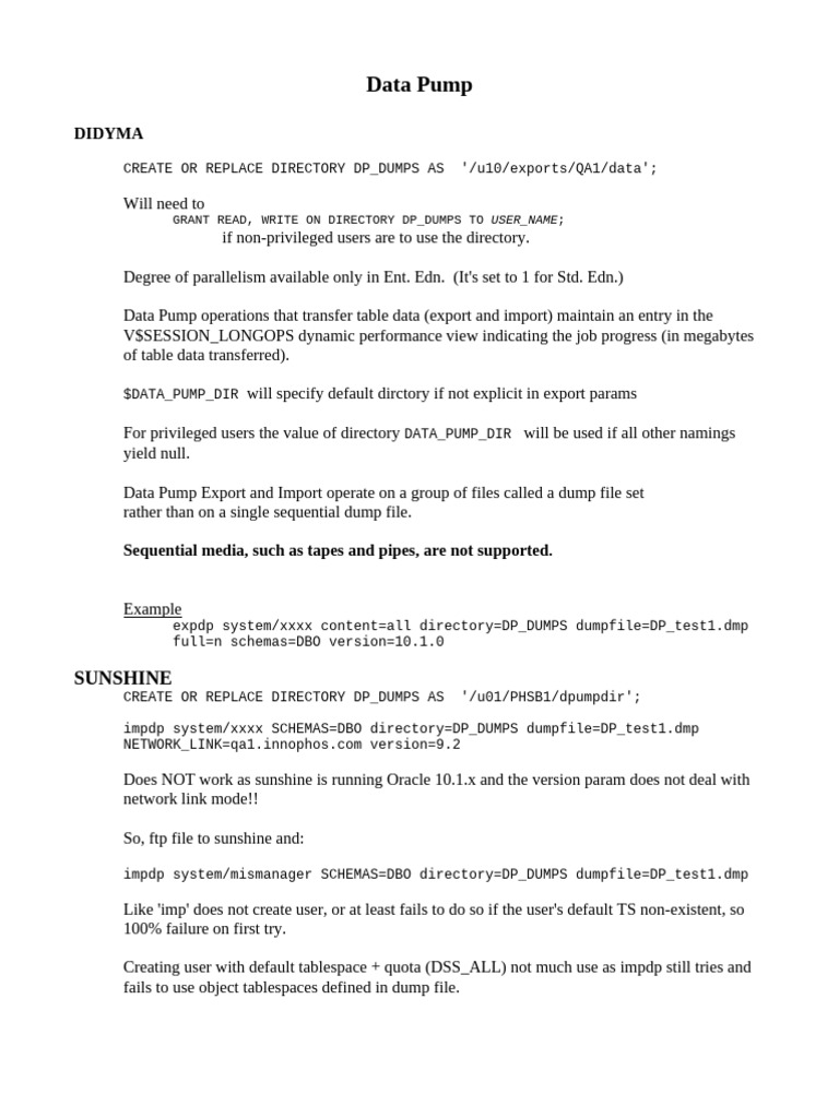 Data Pump | PDF