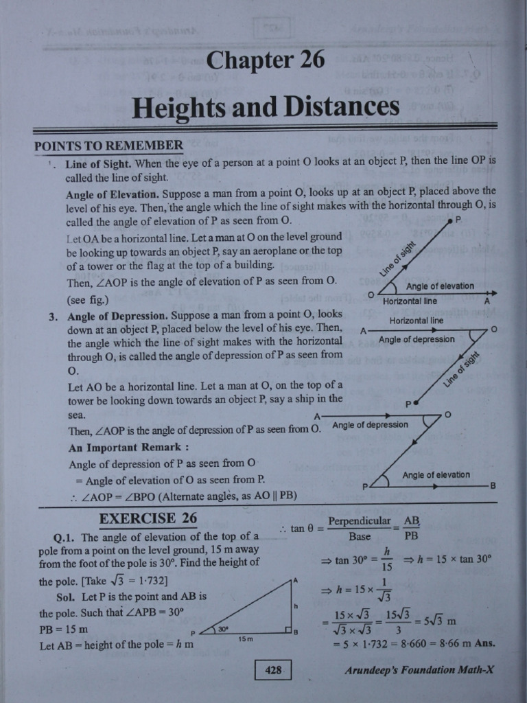Chapter-26 Heights and Distances | PDF
