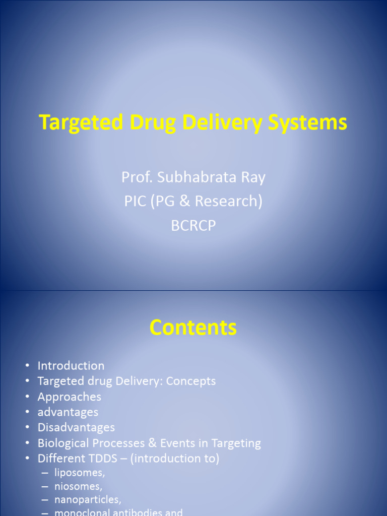 Targeted Drug Delivery Systems | PDF | Liposome | Capillary