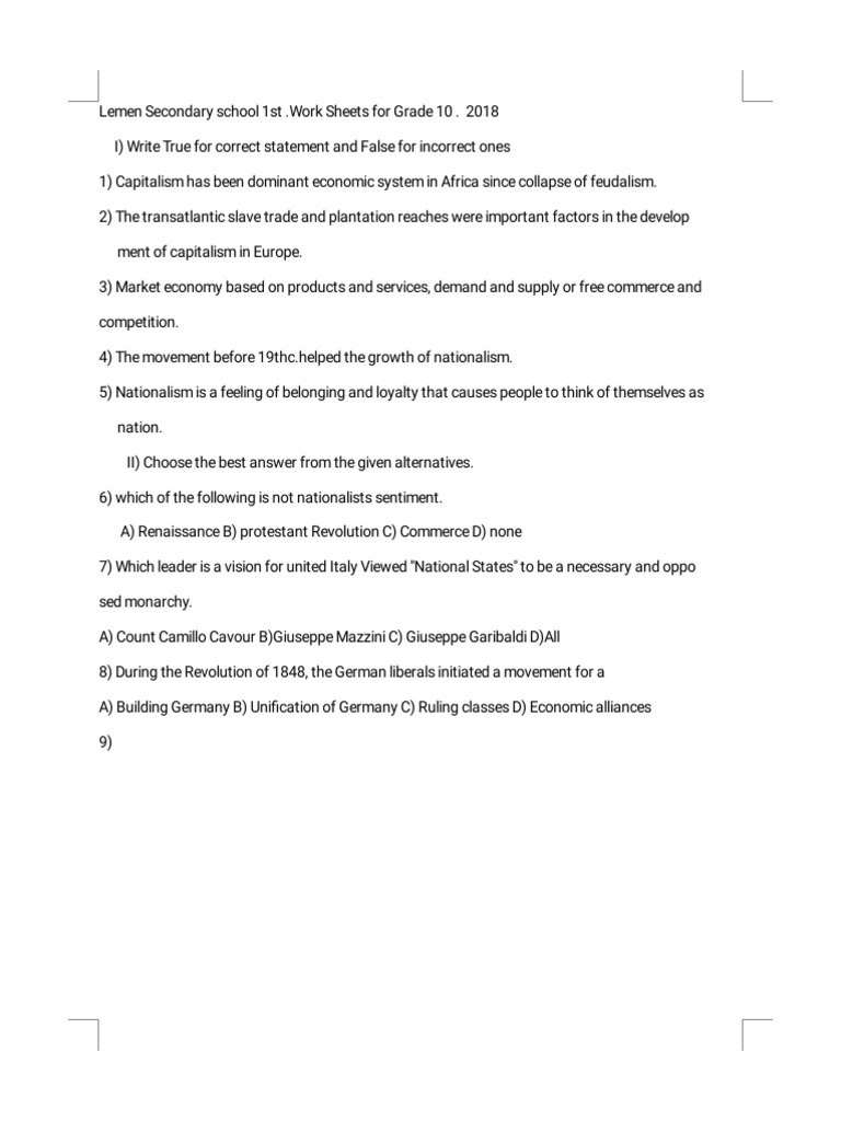 Lemen Secondary Work Sheet | PDF