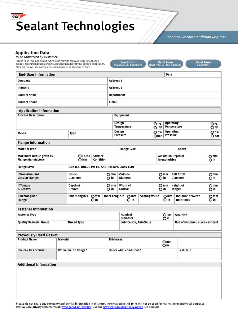 Sealant Technologies Technical Request Form | PDF | Screw | Mechanical ...