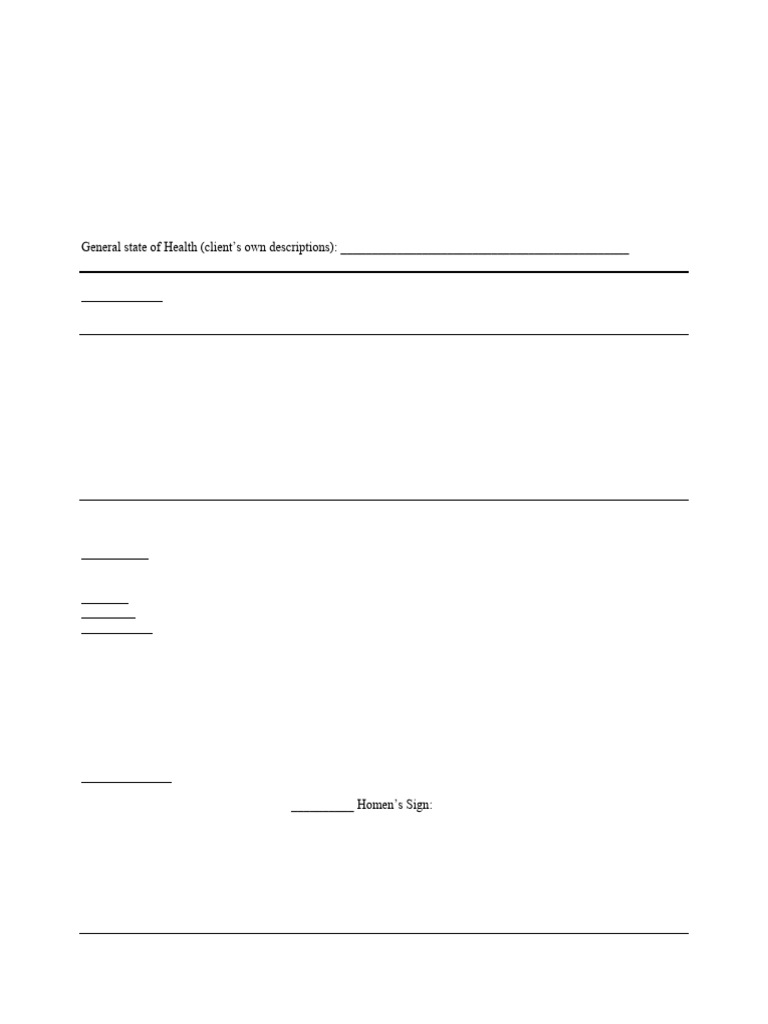 FHP Form | PDF | Urinary Incontinence | Medical Specialties