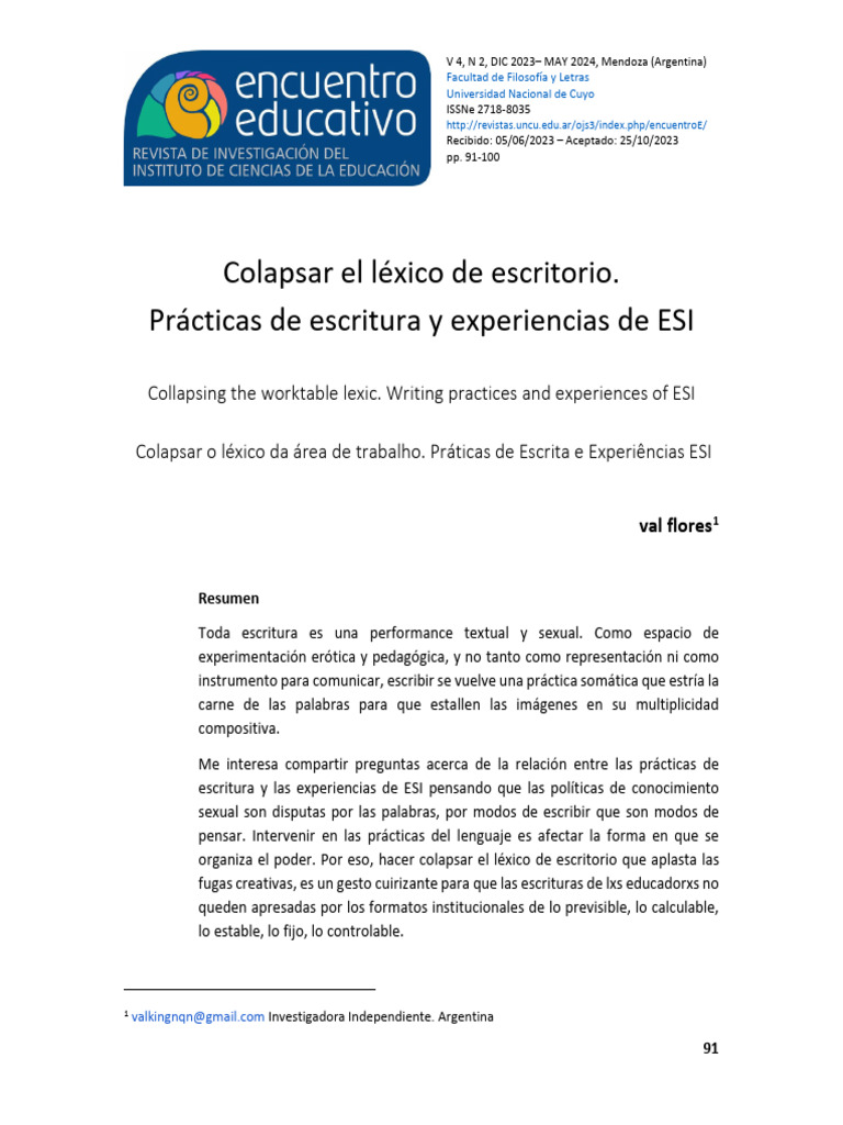 Val Flores - Colapsar El Léxico de Escritorio | PDF | Conocimiento ...