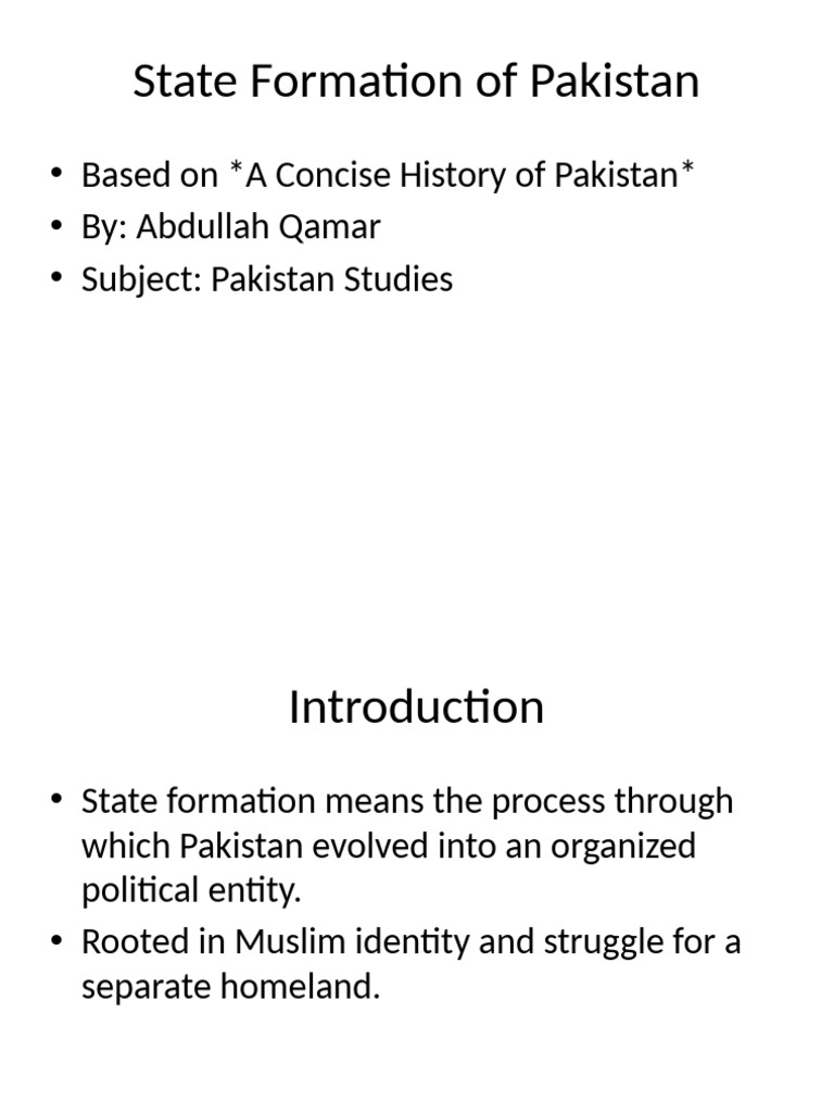 State Formation of Pakistan From Kazi | PDF