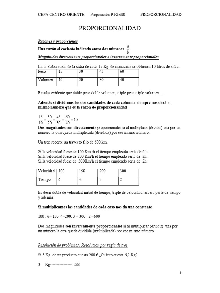 Tema1.Proporcionalidad 24-25-1 | PDF | Matemáticas