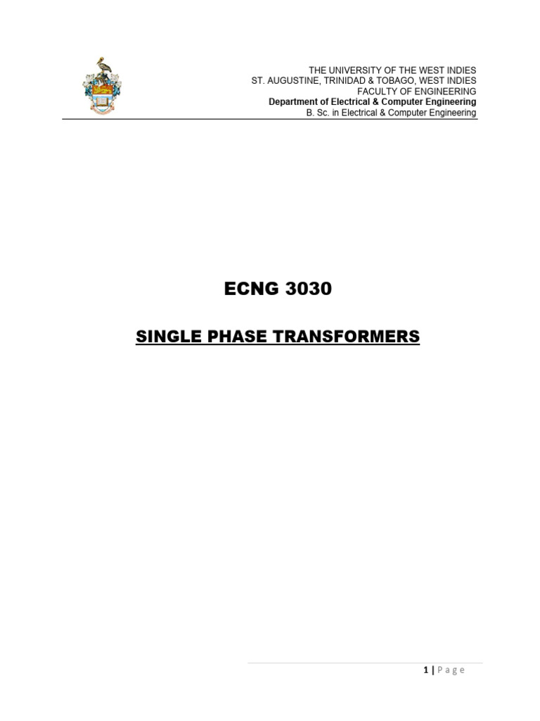 Single Phase Transformer Lab Guide | PDF | Transformer | Electrical ...