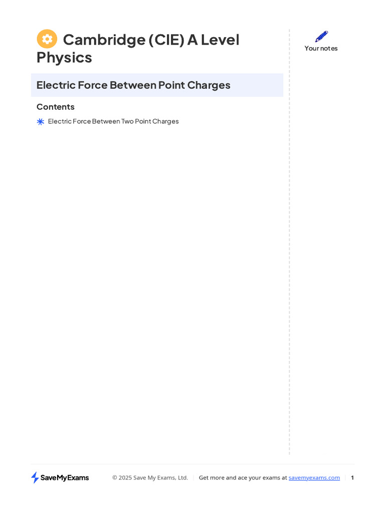 Electric Force Between Point Charges | PDF | Electric Field | Force