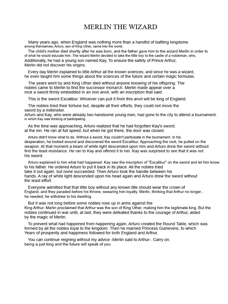 Reading Comprehension | PDF | Excalibur | Merlin