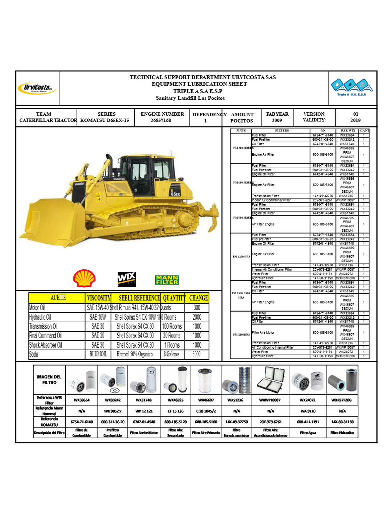 Komatsu Bulldozer D65ex-15 | PDF | Motor Oil | Oils